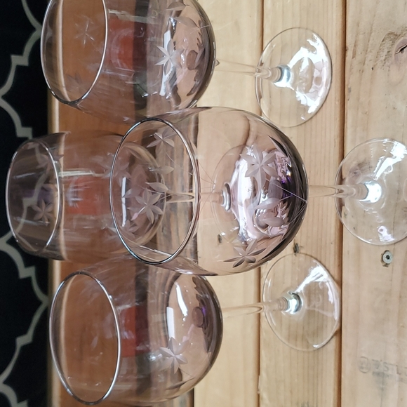 Dining | 4 Vtg Smoky Purple Crystal Edged Flower Stemware | Poshmark